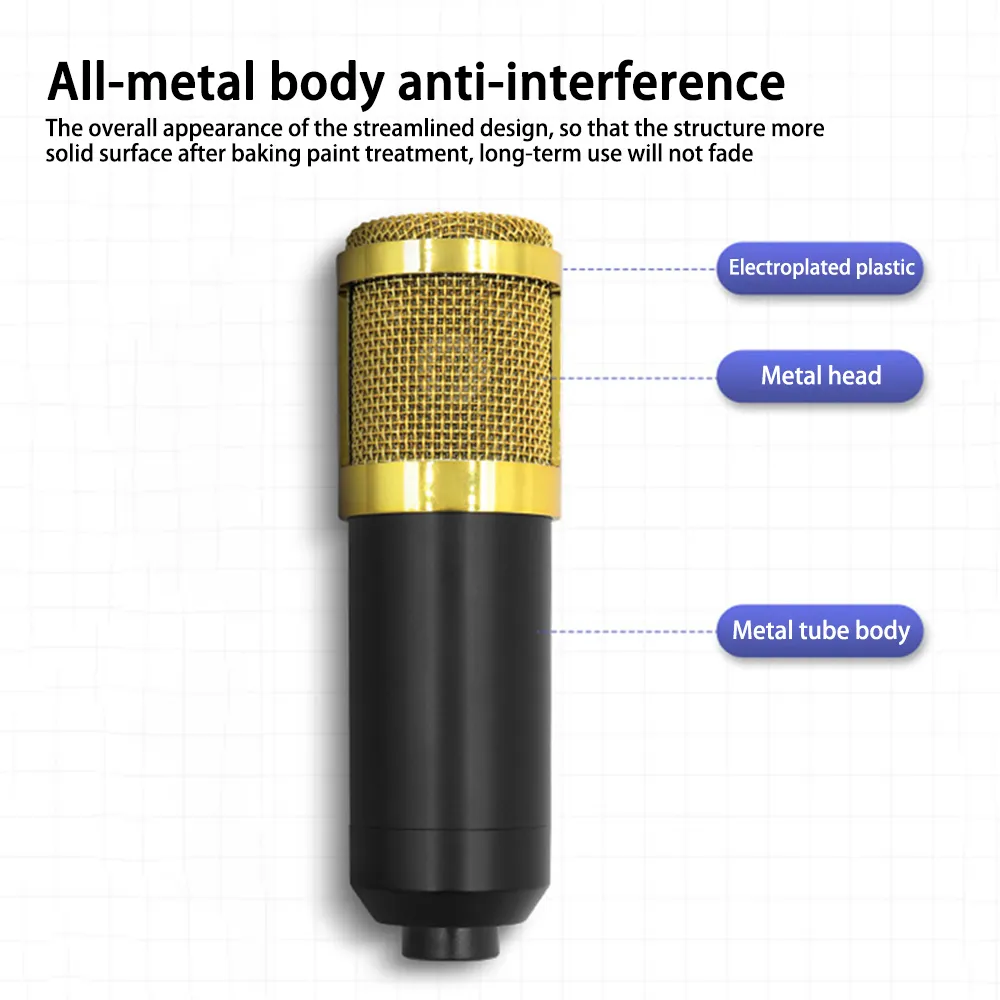 BM800 Microphone & Sound Card Set: Professional Condenser Mic For ...