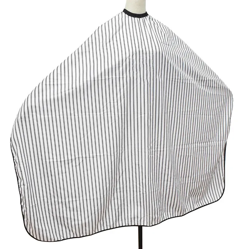 Adjustable Waterproof Barber Cape Black White Stripe Haircut Gown For ...