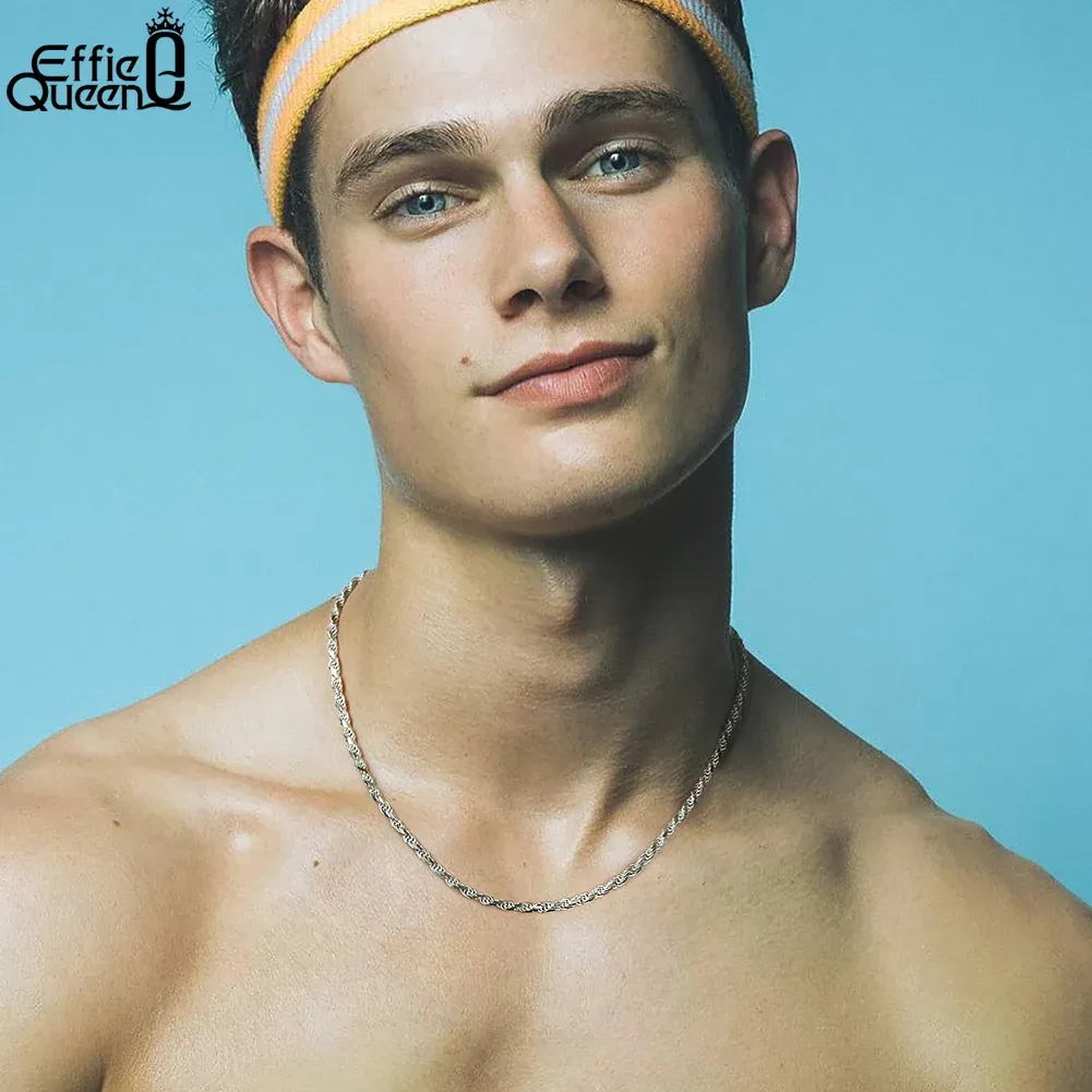 Effie Queen Italian Diamond Cut Rope Crystal Chain Necklace Genuine 925 Sterling Silver For ...