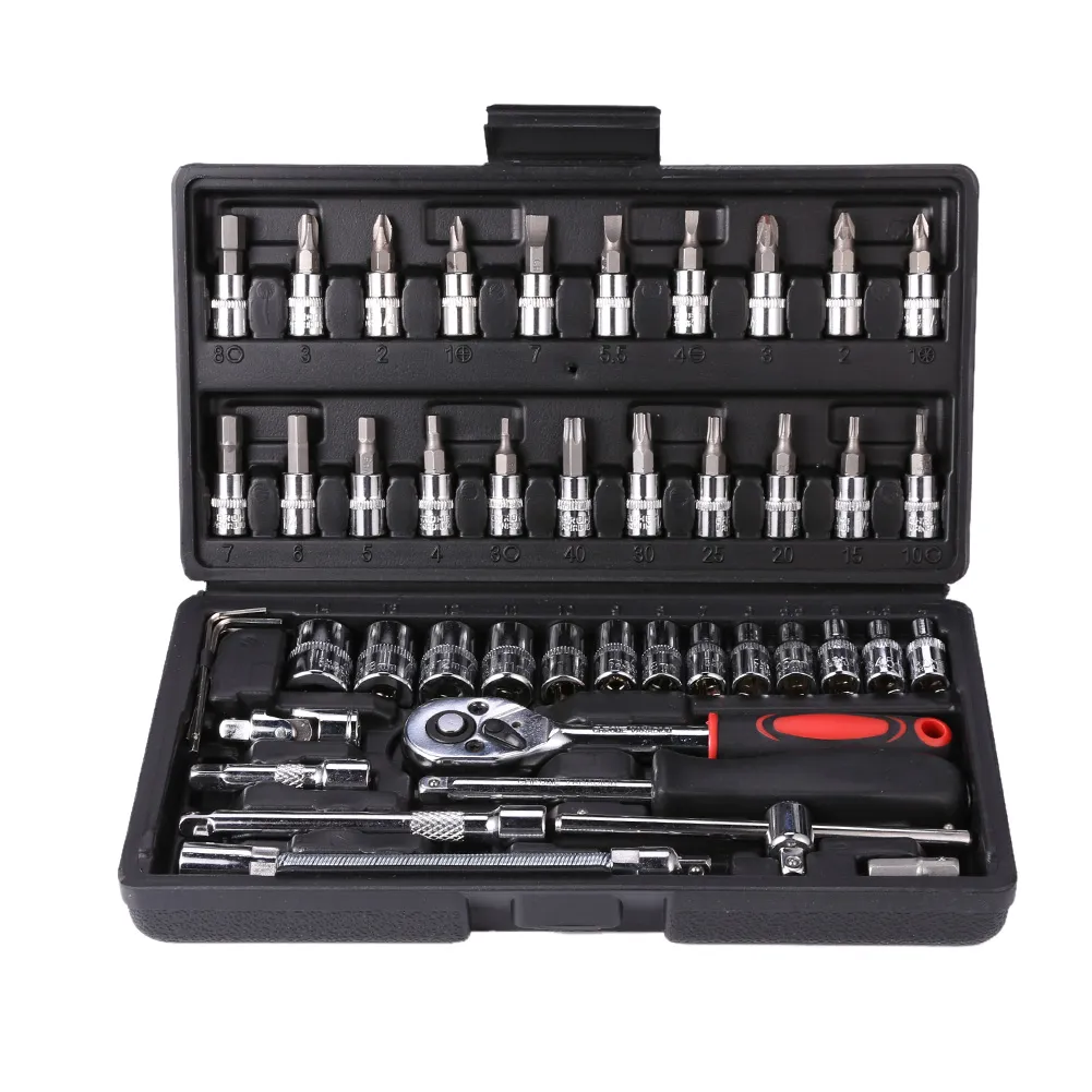 1/4 Inch Ratchet Wrench Set With Metric Hex Bit Socket Ideal Mechanic ...