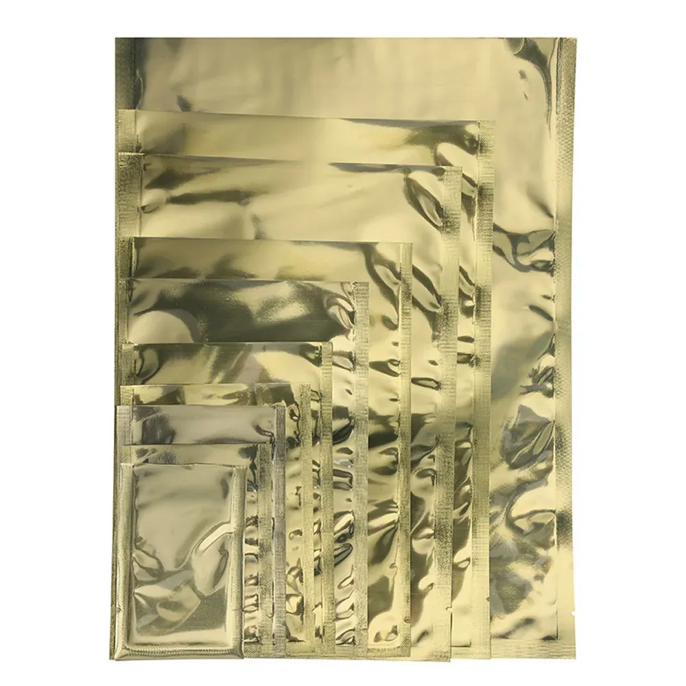 DHgate.com:Gold Mylar Foil Packaging Bags for Food Powder (100 Pcs ...