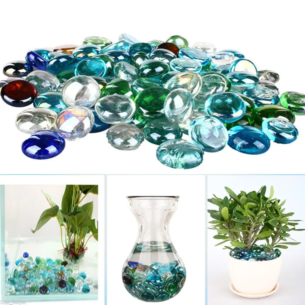 Round Crystal Craft Pebbles - Aquarium Fish Tank Decor, Glass Stones ...