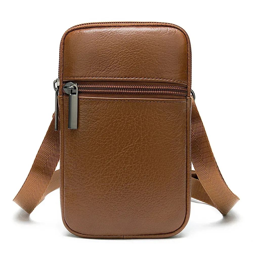DHgate.com:Luxury Genuine Leather Mens Crossbody Phone Bag, Small ...