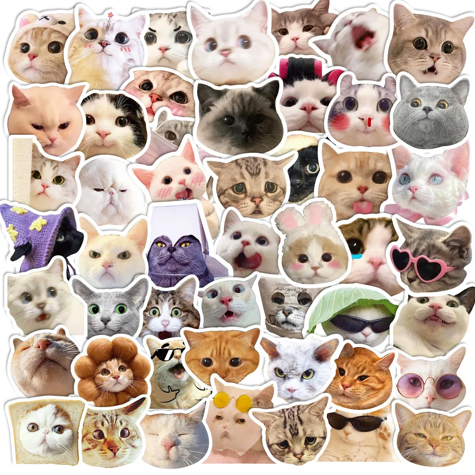 Funny Cat Head Stickers for Suitcase, Skateboard, Laptop, Luggage ...