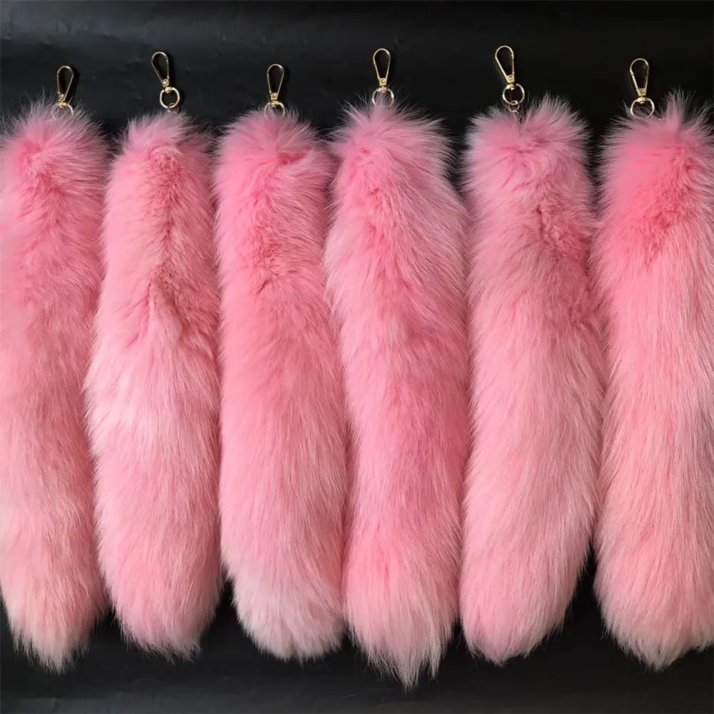 DHgate.com:Pink Keychains: 5Pcs Real Fox Fur Tail Keychain, Animal ...