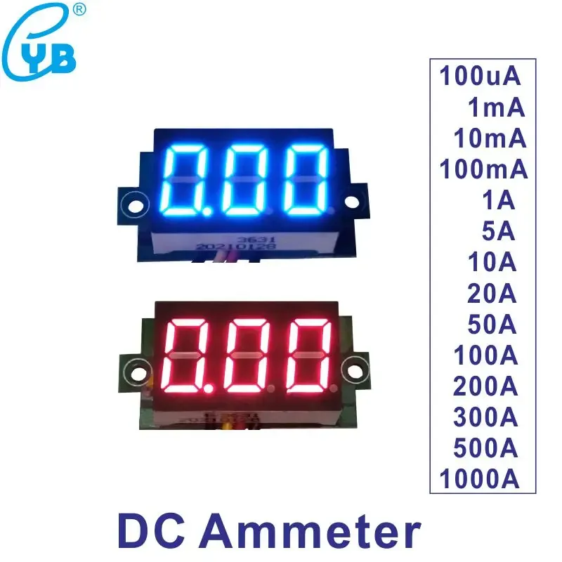 DC Current Meter - Digital LED Ammeter, 0-500A Range, 3.5-30V ...