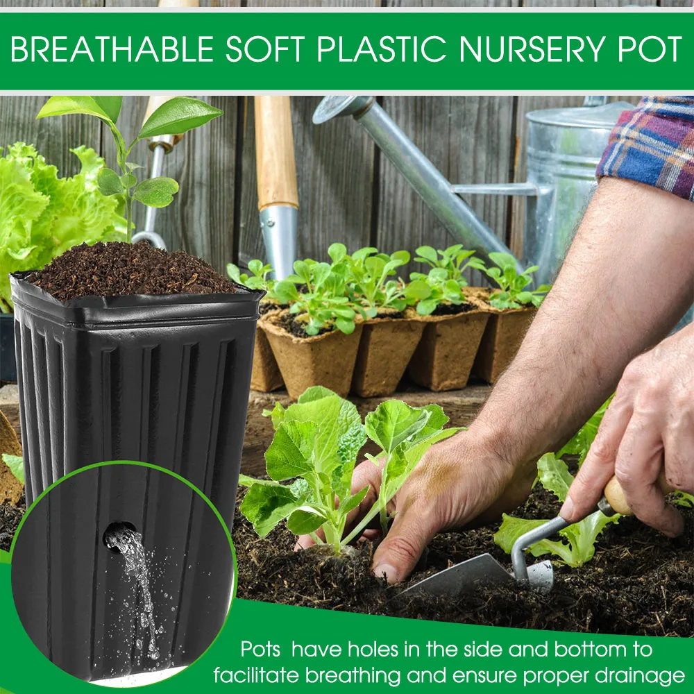 Tall Square Plastic Grow Bags for Seedlings and Transplanting ...