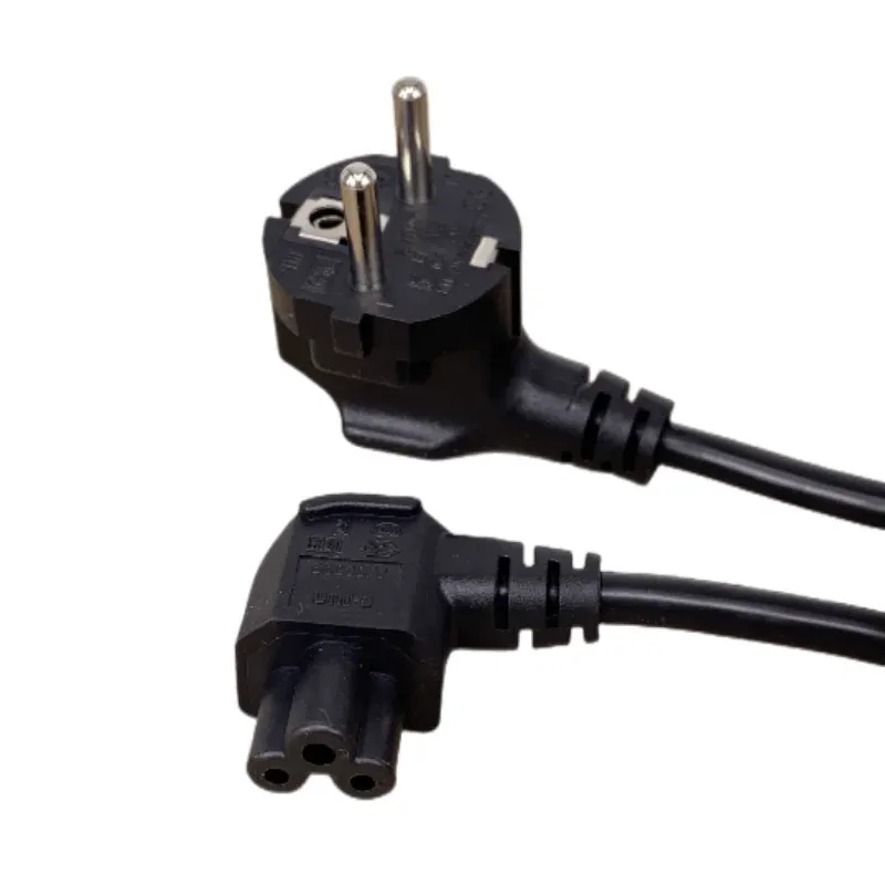 90 Degree Power Plug Adapter EU 2 Pin To IEC C5 Female Angle Power Cable Cord For PC Monitor ...