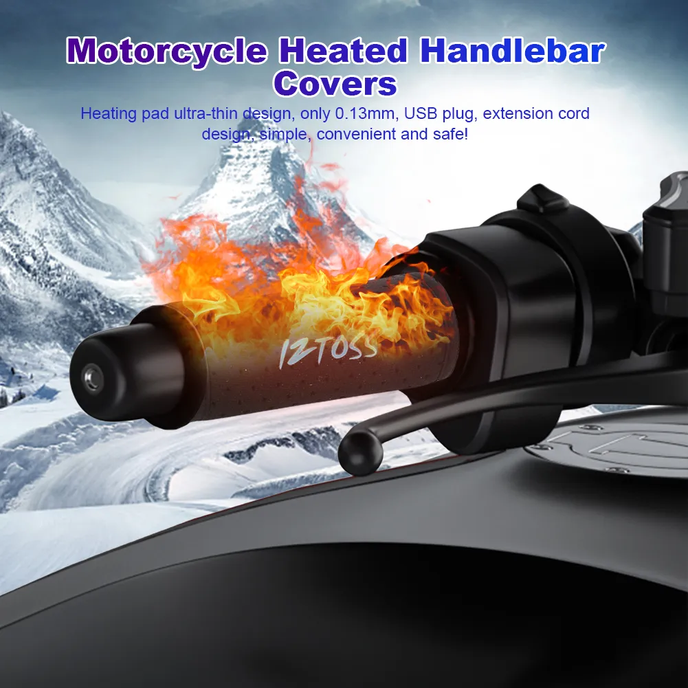 Motorcycle USB Heated Grips Handlebars Bike USB Electric Hot Heated ...