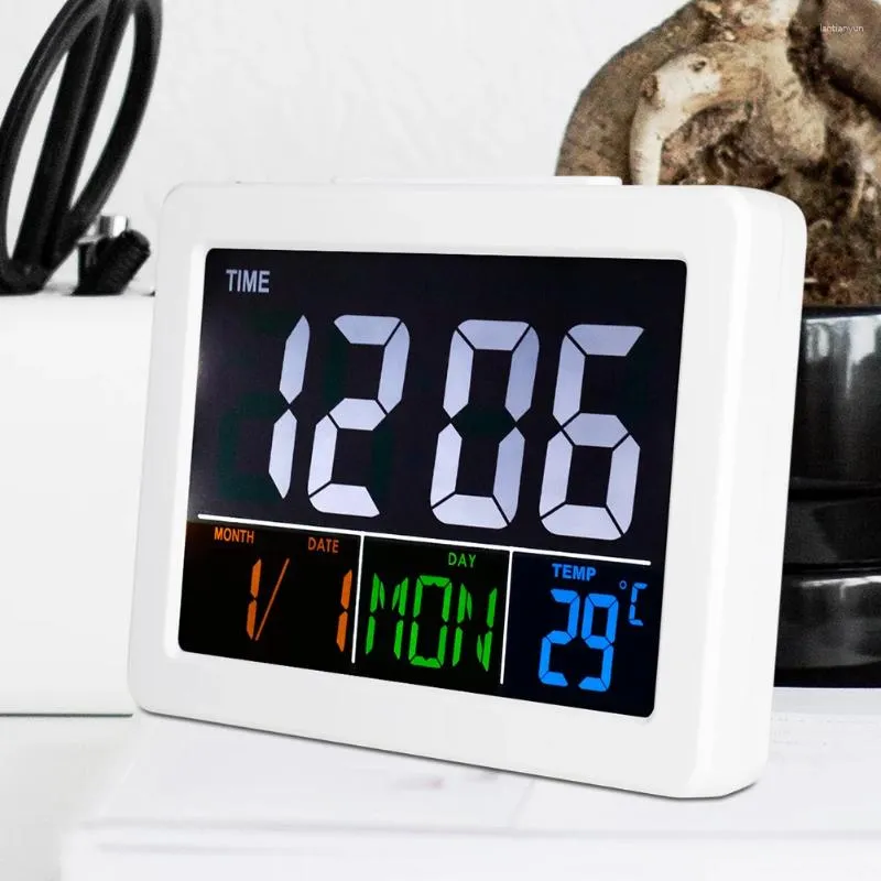 Large LCD Screen Alarm Clock: Digital Table Clock with Time ...