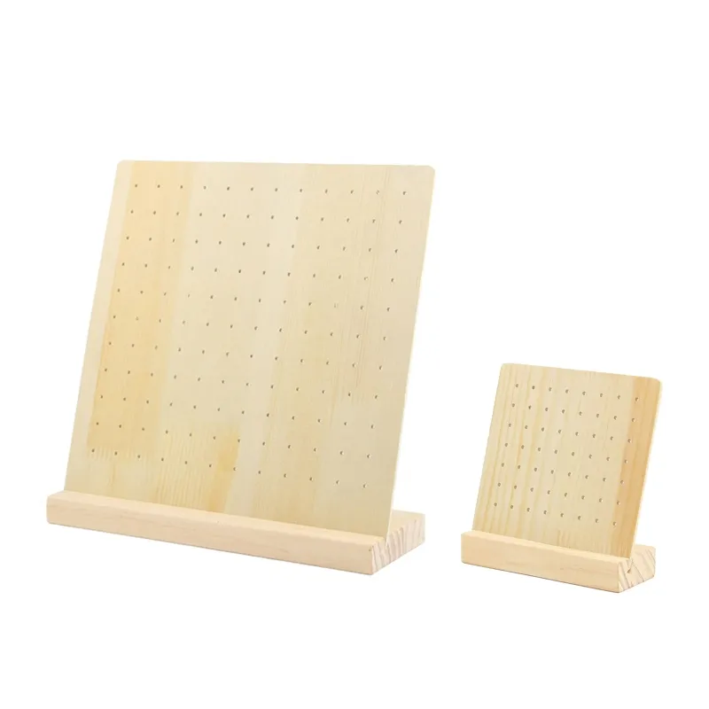 56 132 Holes Natural Wood Earring Holder Jewelry Display Stand for Stud Earrings