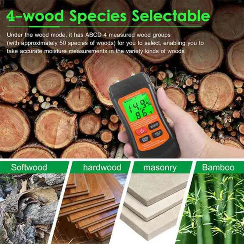 Digital Wood Moisture Meter - Wall & Drywall Moisture Tester, 2-Needle ...