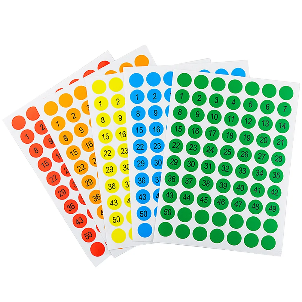1 50 Numbered Round Stickers, Small 1 Cm Clear Circle Number Labels ...