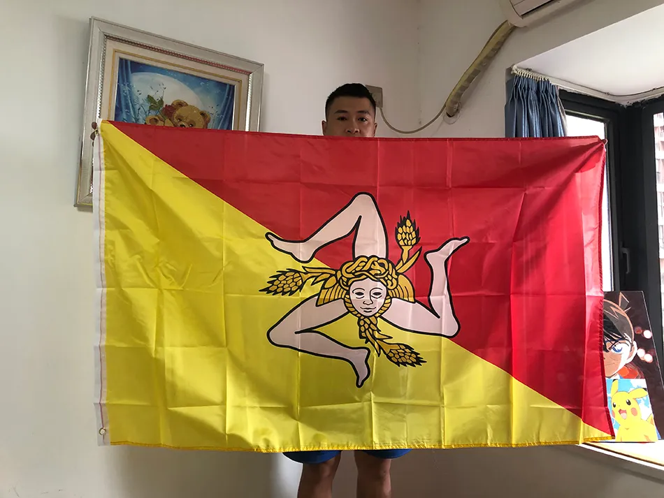 SKY FLAG Sicily Flags 3x5 Ft Sicilian Trinacria Banner For Outdoor ...