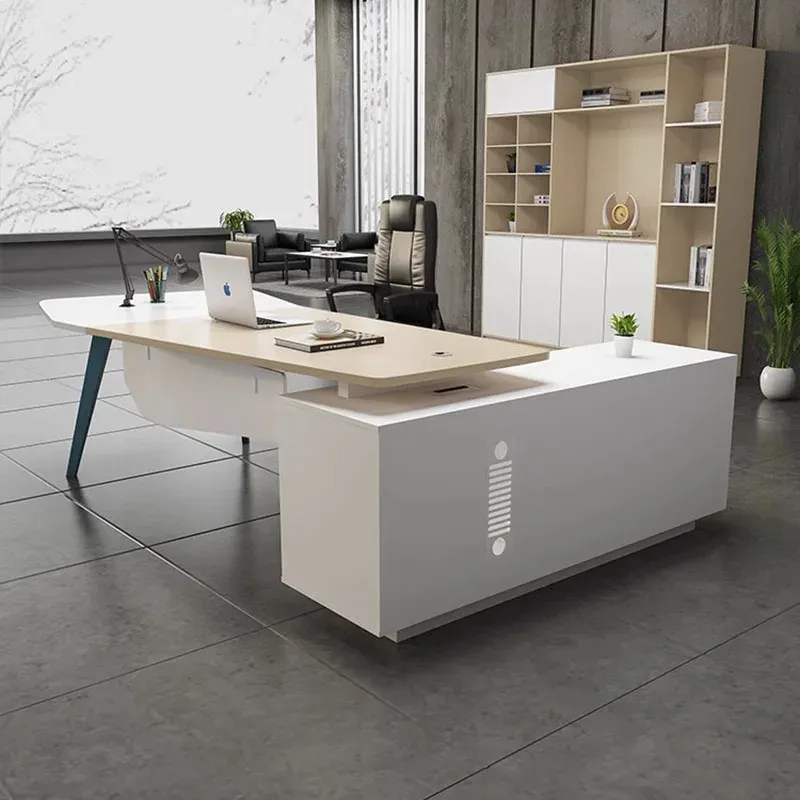 Long Desks L Shaped Corner Desk With Storage Bookshelf And Sturdy ...