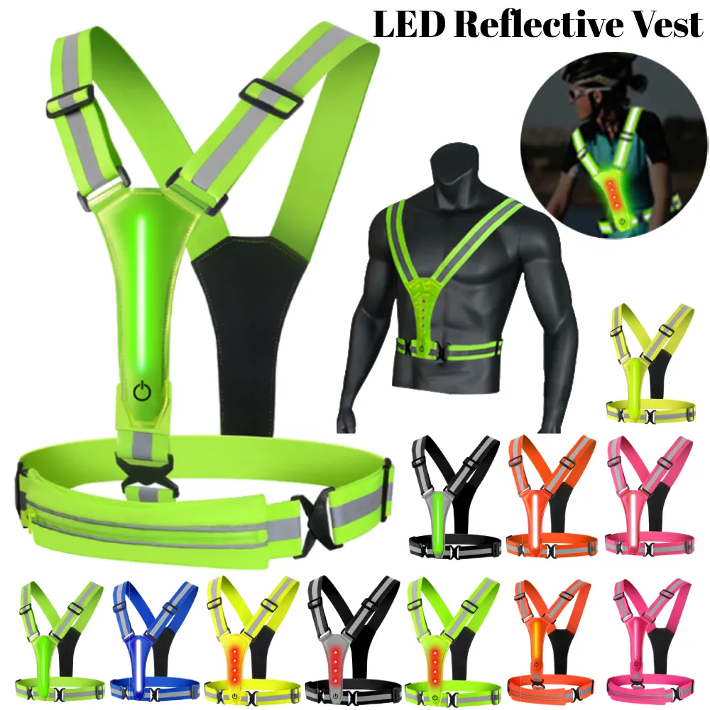 Cycling Reflective Vest USB Rechargeable High Visibility Safety Vest ...