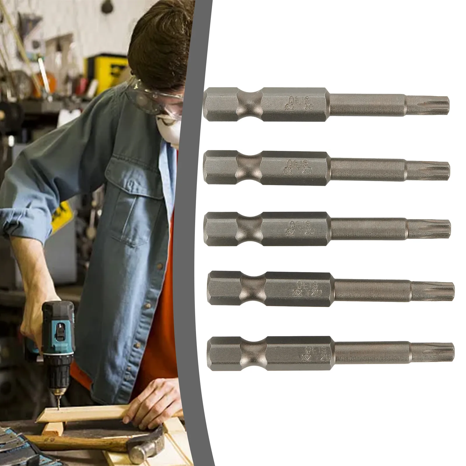 Magnetic Torx Screwdriver Bit Set 50mm Long 1/4 Inch Hex Shank T20 from ...