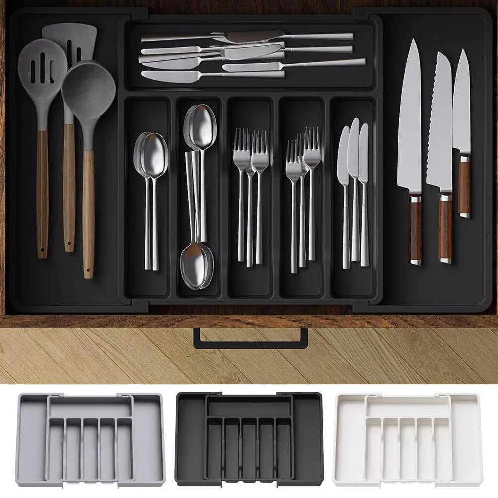 Expandable Cutlery Tray | Adjustable Kitchen Drawer Organizer | Space ...
