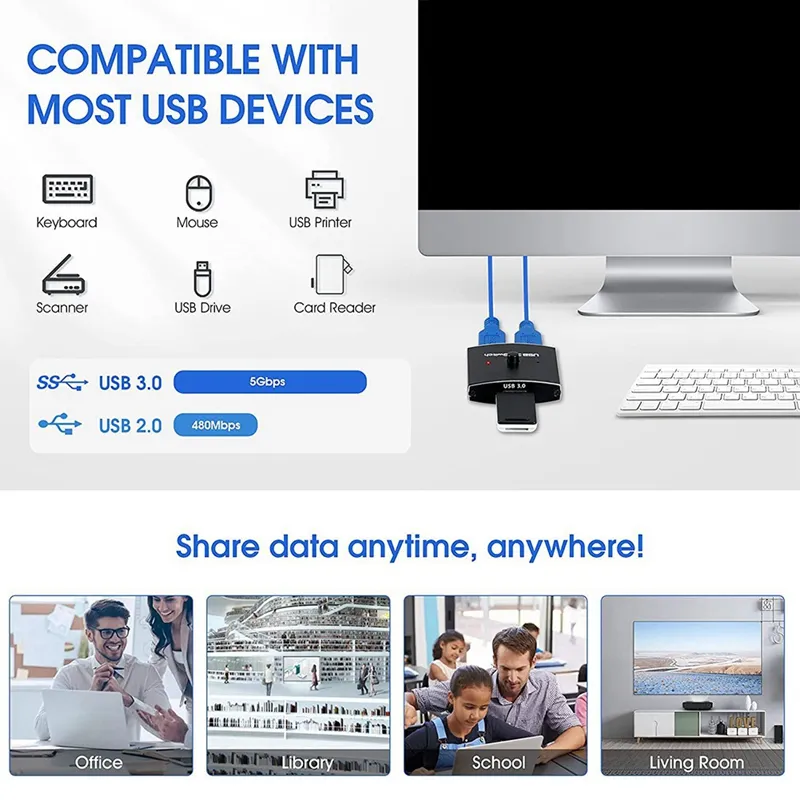 Ucec USB 2.0 Video Capture Card Device: 2-Port USB 3.0 KVM Switch for ...