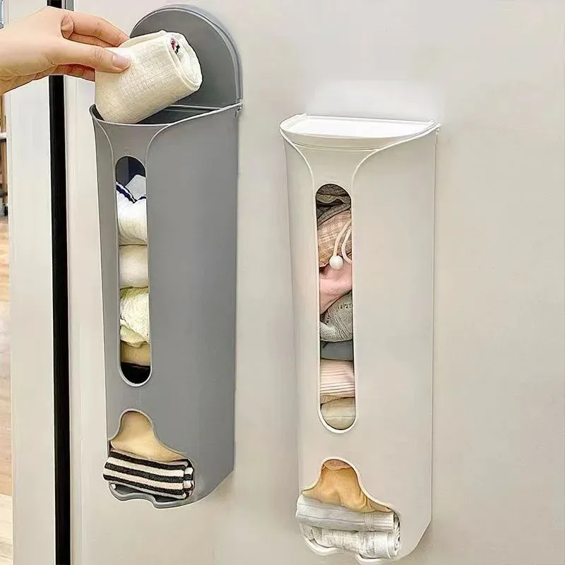 Space-Saving Wall-Mounted Plastic Bag Dispenser Garbage Storage Box ...