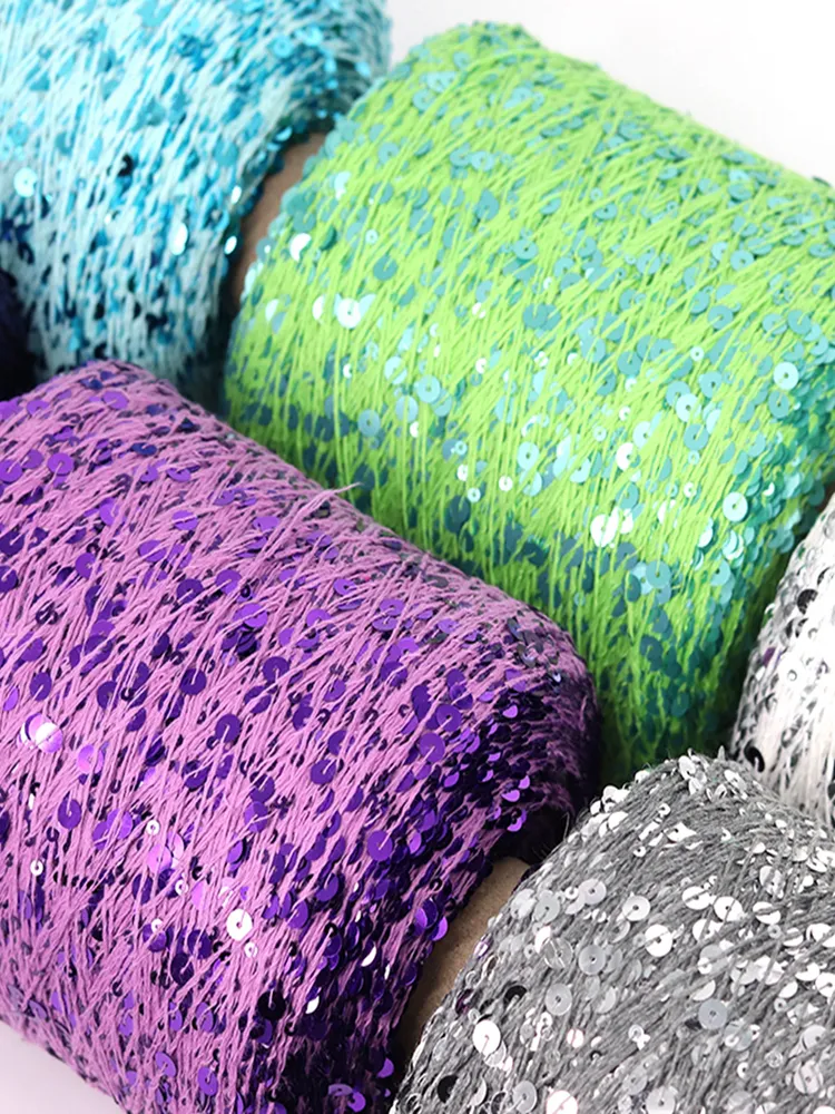 50g Sequin Stitch Yarn - Sparkly Hand Crochet Thread for Knitting, DIY ...