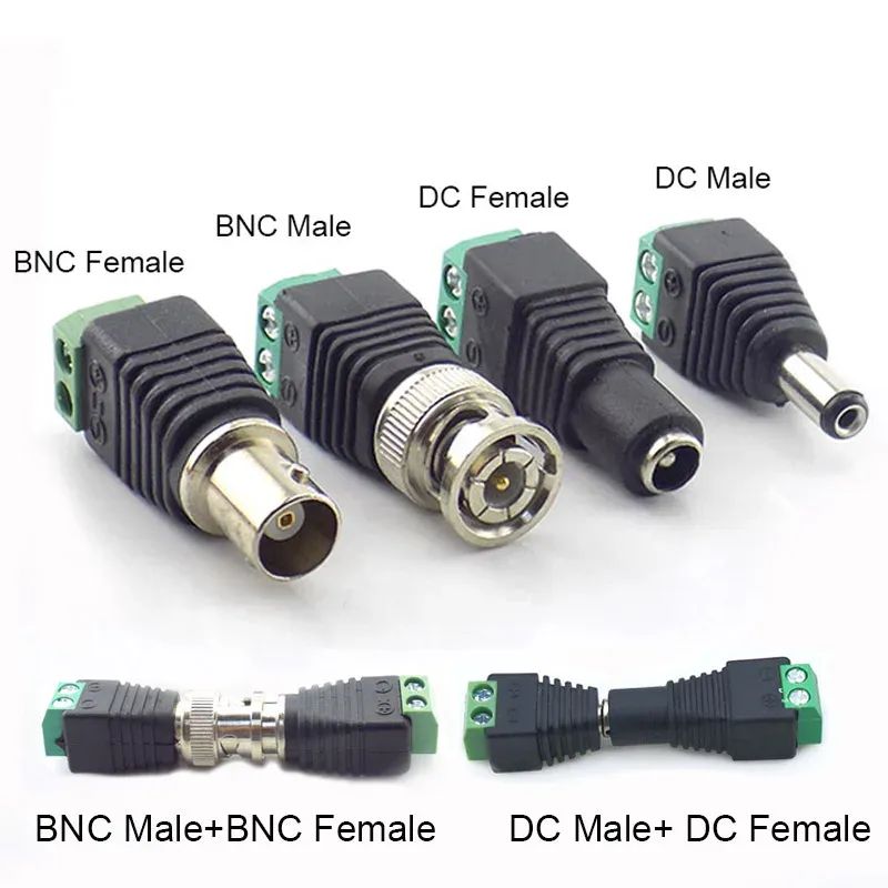 12V DC BNC Power Male Female Jack Connector Adapter Plug for CCTV Video ...