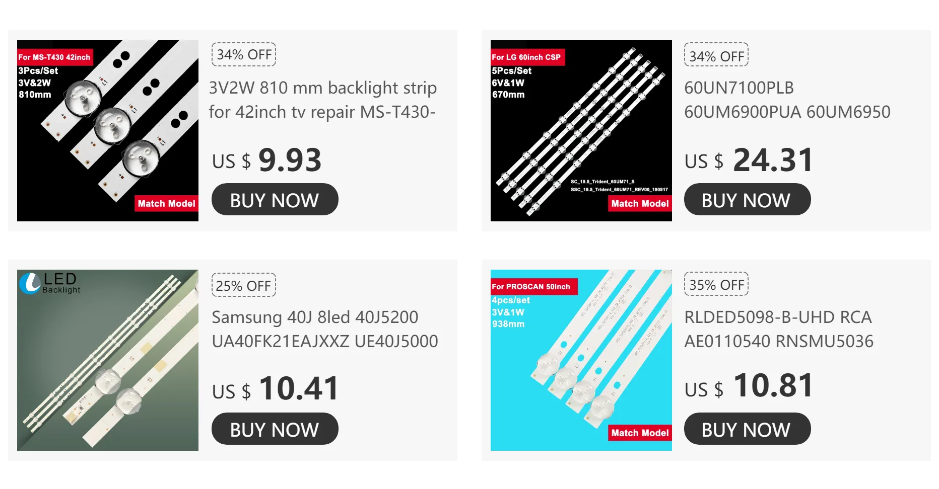 DHgate.com:4-Pack 50-Inch 937mm LED Backlight TV Repair Kit for RCA ...