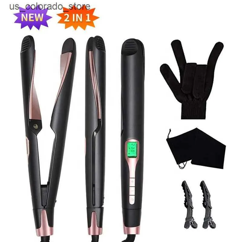 2-in-1 Hair Straightener & Curler: Professional Styling, Dual Voltage ...