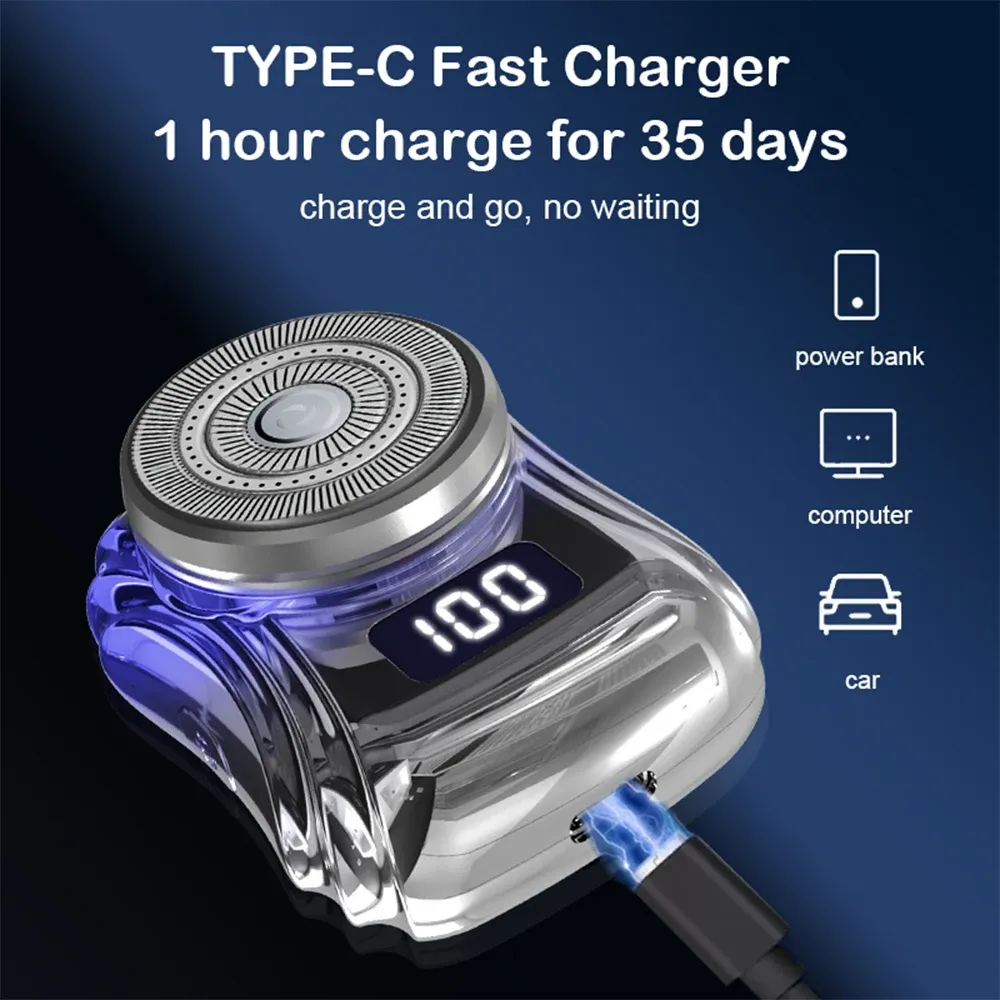 Electric Shaver Beard Trimmer Mini Portable Shaver With Floating Head ...