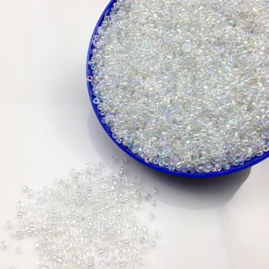16g 2mm AB Transparent Round Loose Spacer Beads Czech Glass Seed Beads ...