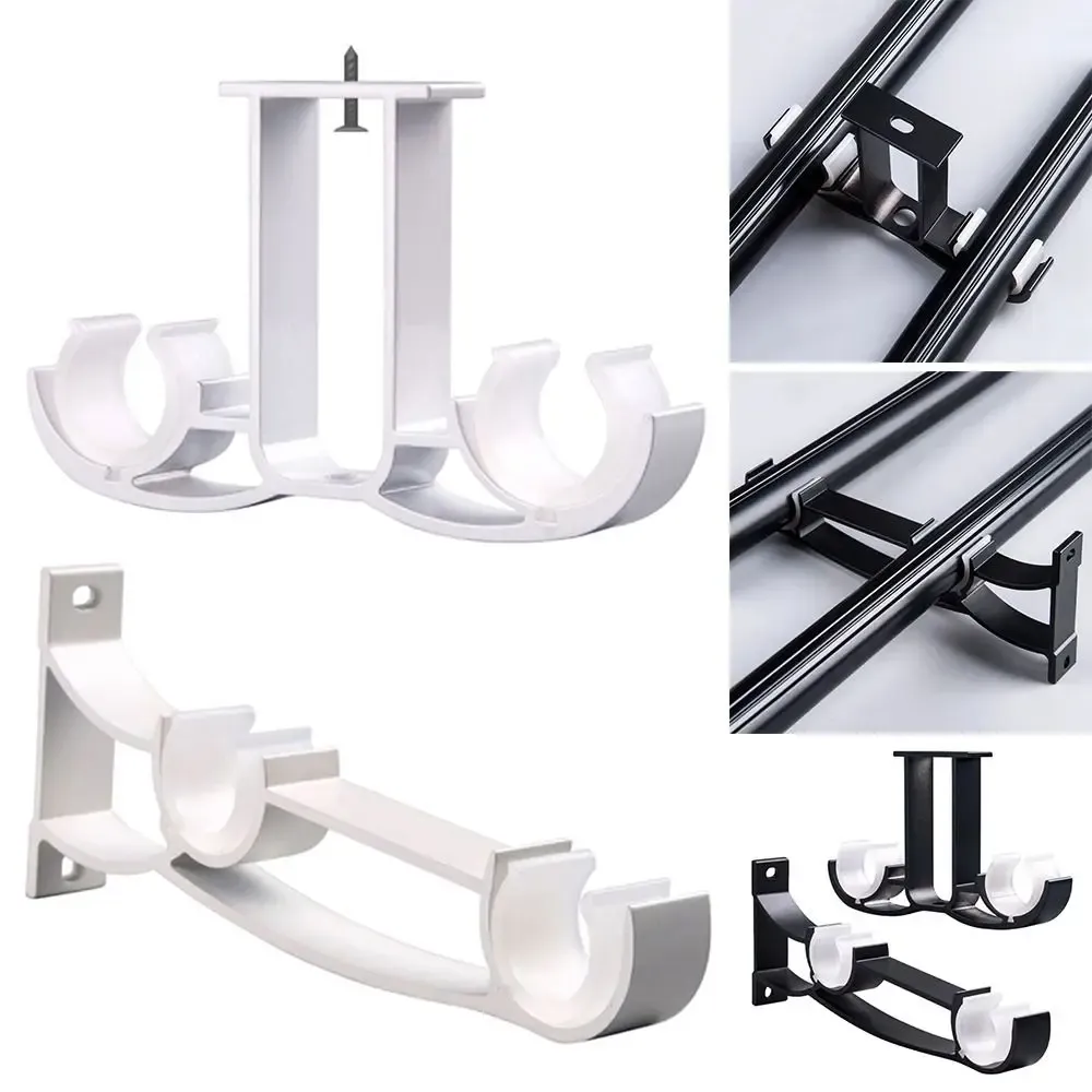 Double Curtain Rod Brackets: Heavy Duty Drapery Rod Holders, Side/Top ...