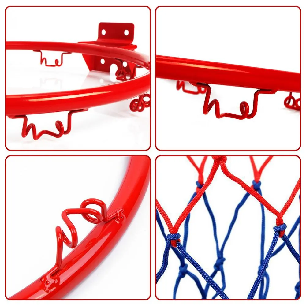 Wall Mounted Basketball Hoop 12.6 in Metal Rim with Netting and Screws ...