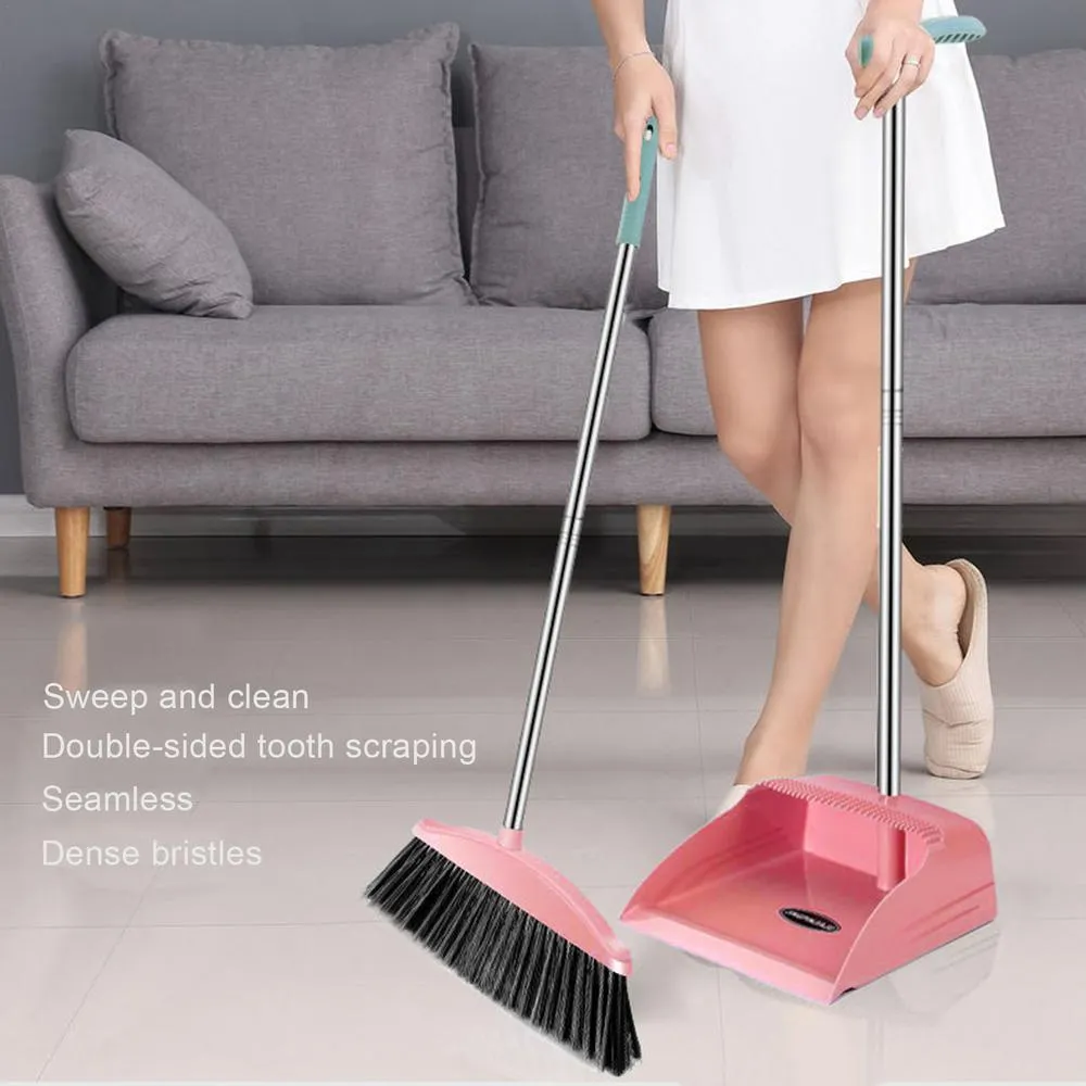 Stand Up Broom and Dustpan Set - Home Cleaning Supplies, Floor Sweeper ...
