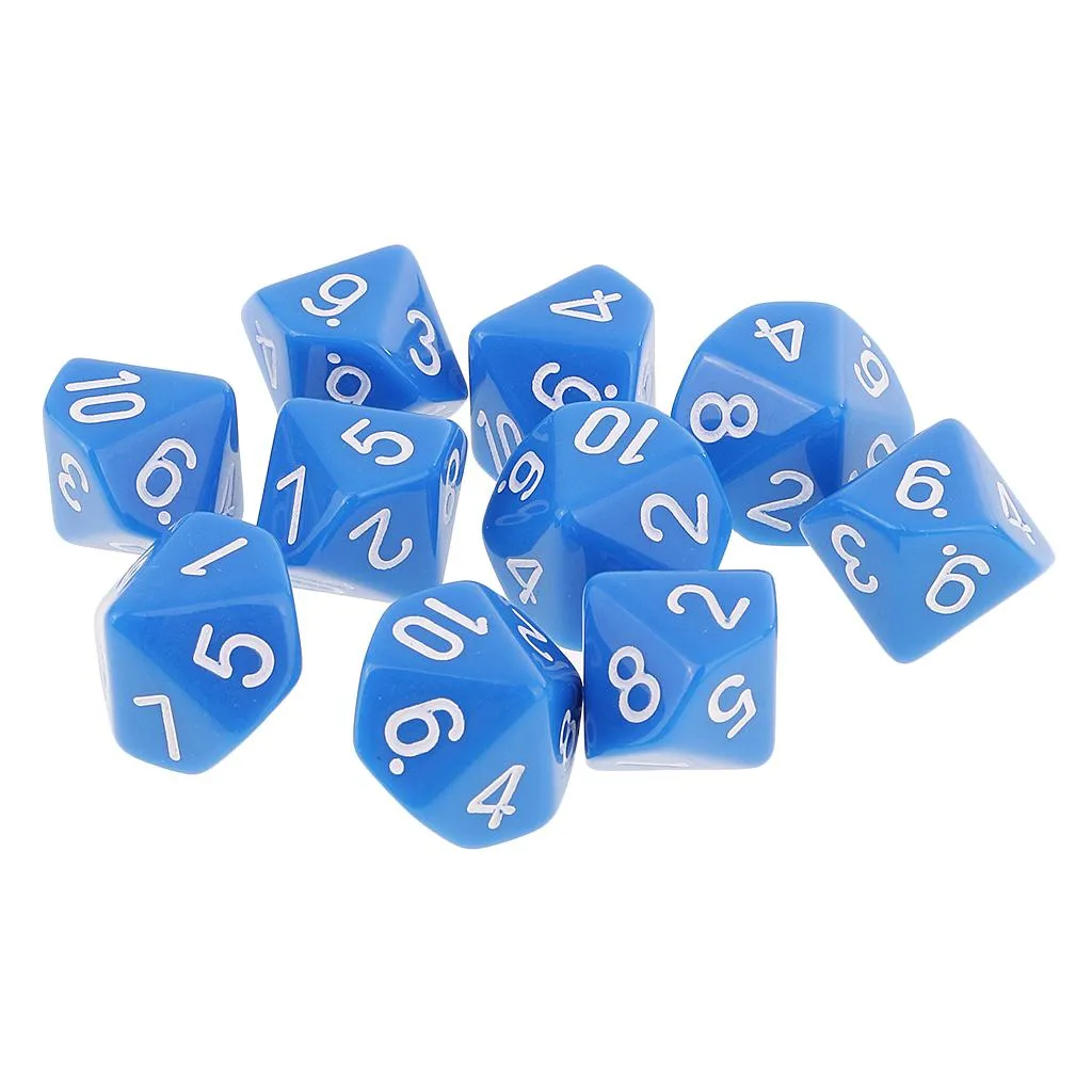 MagiDeal 10 Polyhedral Dice Set - 10-Sided White D10 for Tabletop RPGs ...