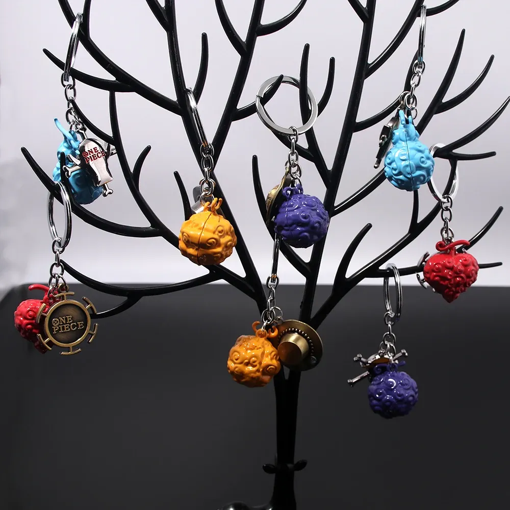Anime Devil Fruit Keychain Roronoa Zoro Ace Hat Rubber Fruit Pendant ...
