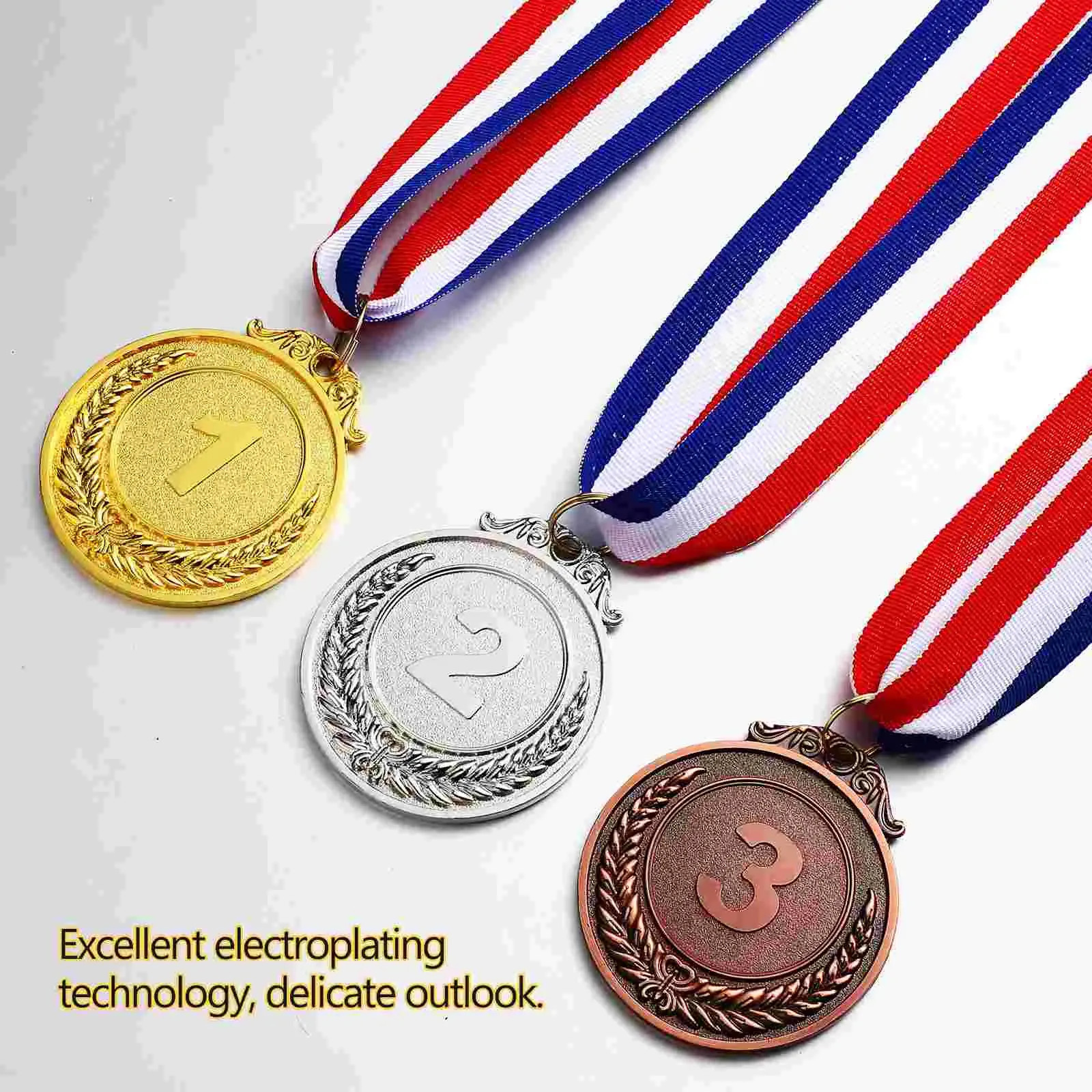 Plastic Key Tags Award Trophy Prop With 3 Medals Perfect For Sports ...