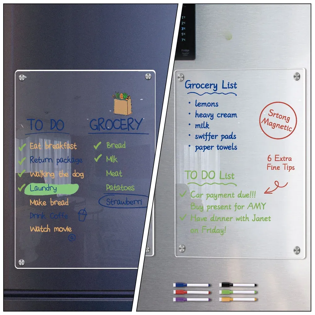 Magnetic Board Fridge Calendar Clear Acrylic Dry Erase Whiteboard for ...