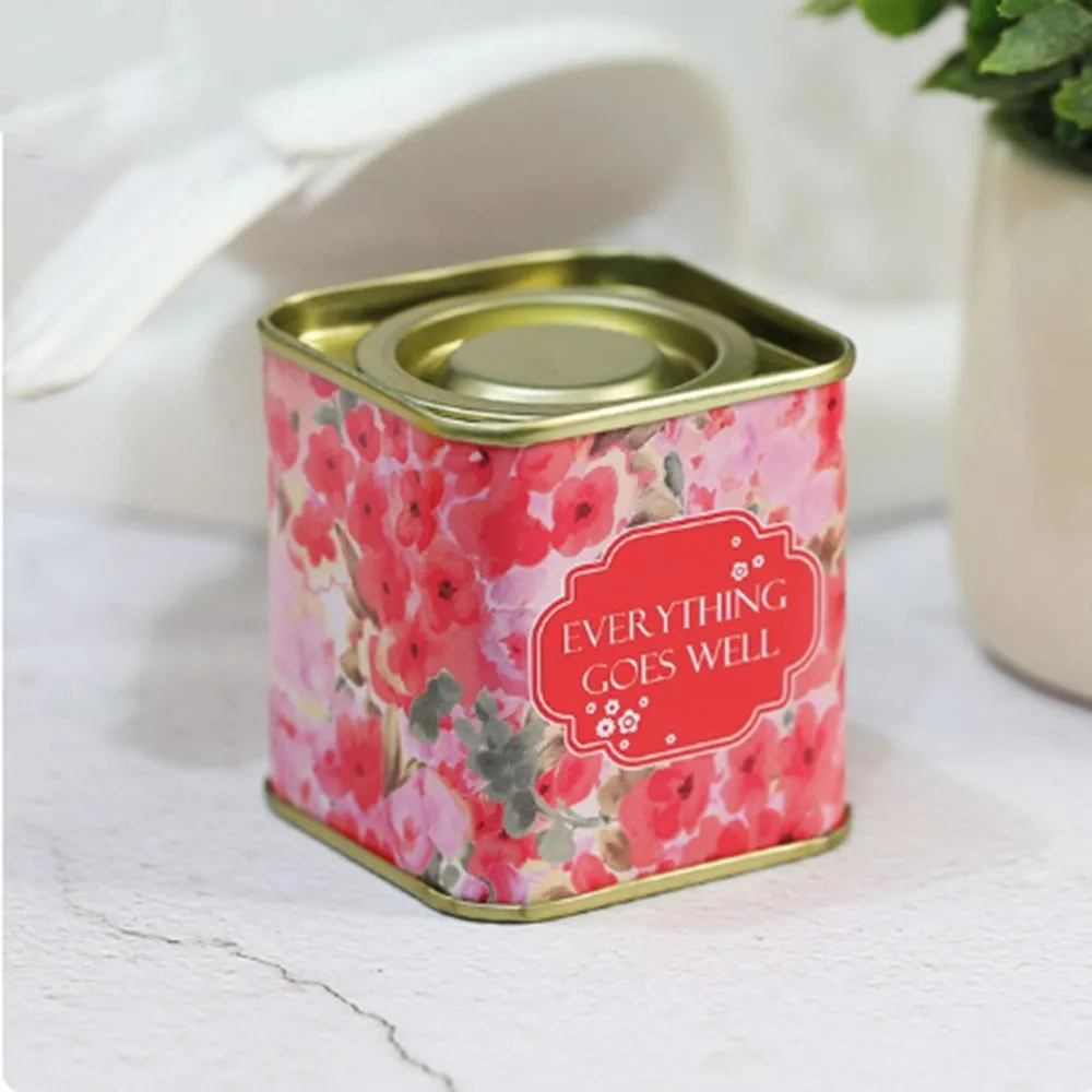 Metal Tea Tin Box Square Decorative Sealed Small Portable Tea Storage ...