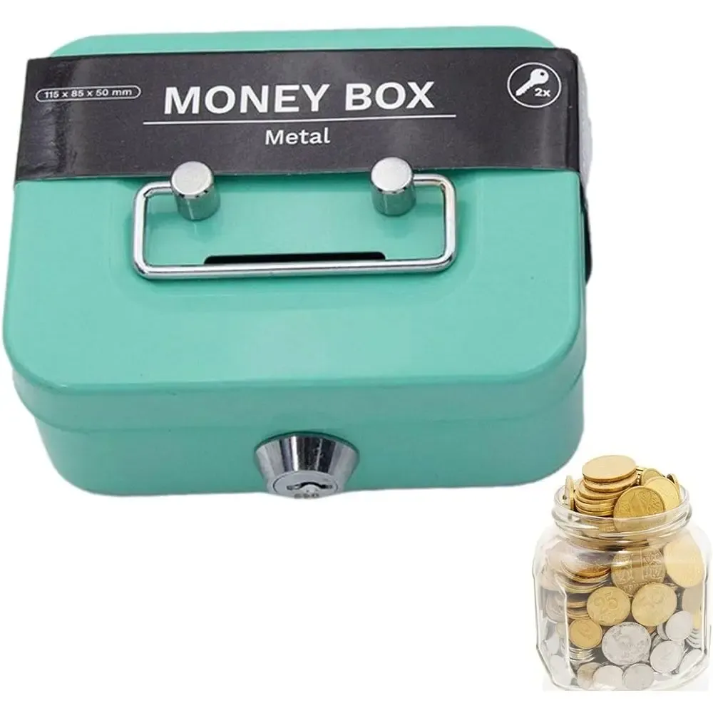 Lockable Safe Box Metal Cash Box With Key Small Safe Money Box For Home ...