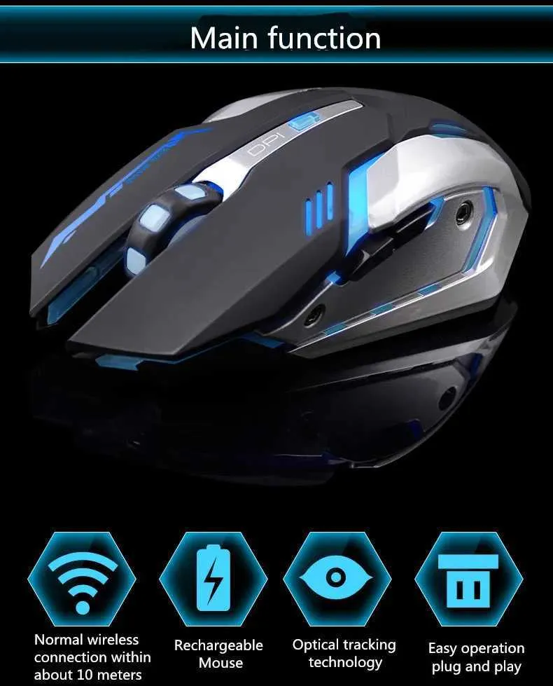 AZZOR Wireless Gaming Mouse: Rechargeable, 7-Color Breathing Backlight ...