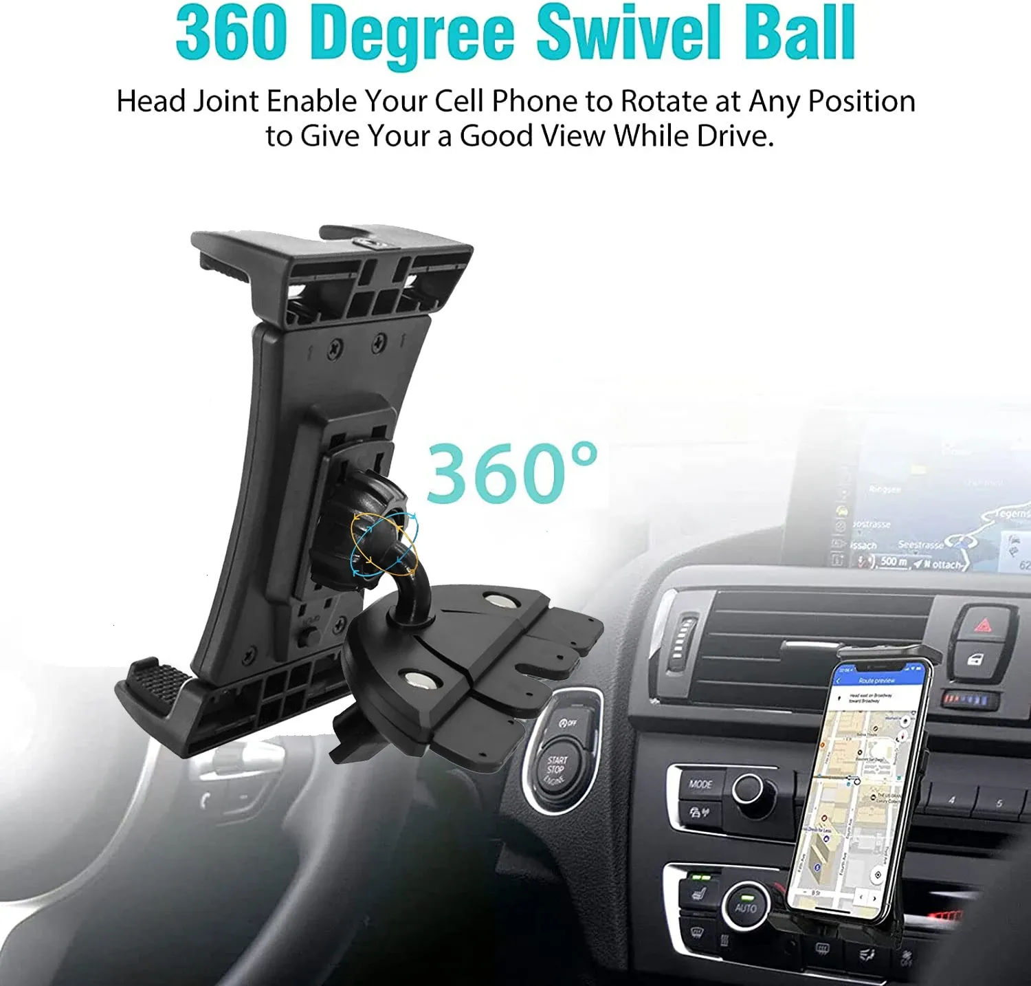 DHgate.com:4-12.9 Universal 360° Rotatable CD Slot Car Phone Holder ...