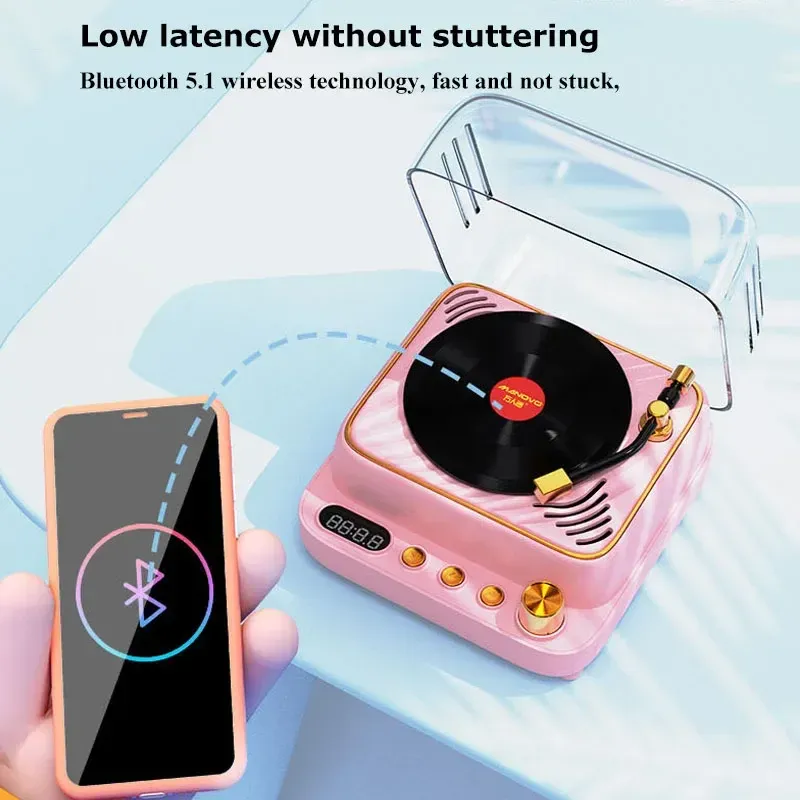 DHgate.com:Mini Bluetooth Speaker Retro Vinyl Record Player Portable FM ...