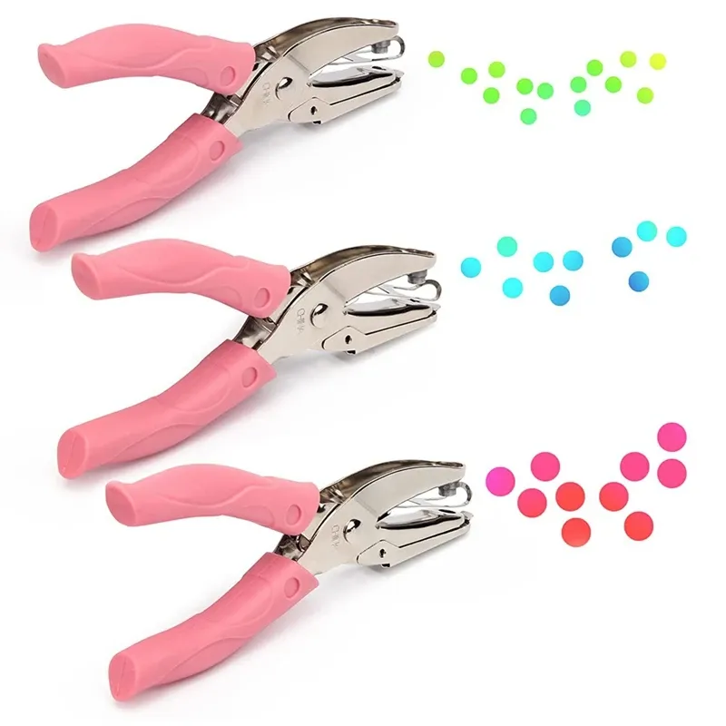 3-Piece Handheld Paper Punch Set - Portable Metal Single Hole Punch for ...