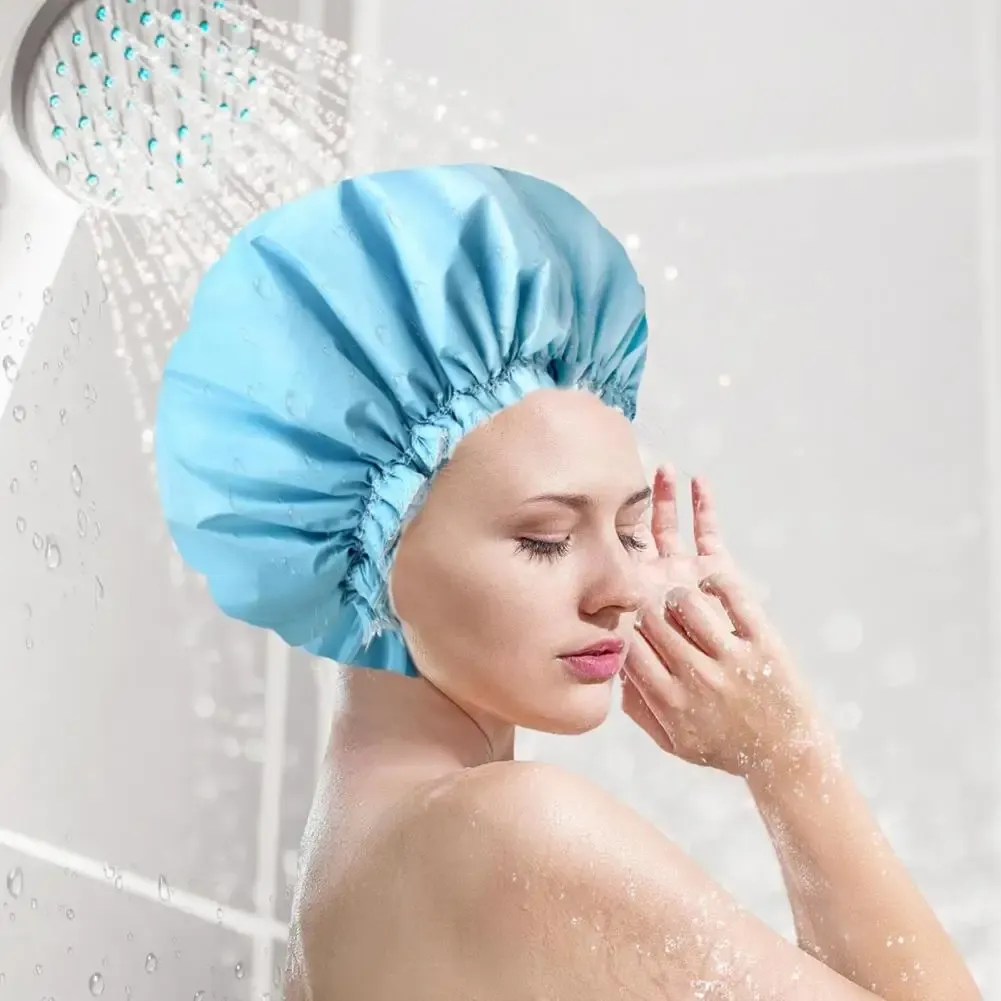 Luxury Waterproof Reusable Elastic Shower Cap for Women, Quick-Drying ...