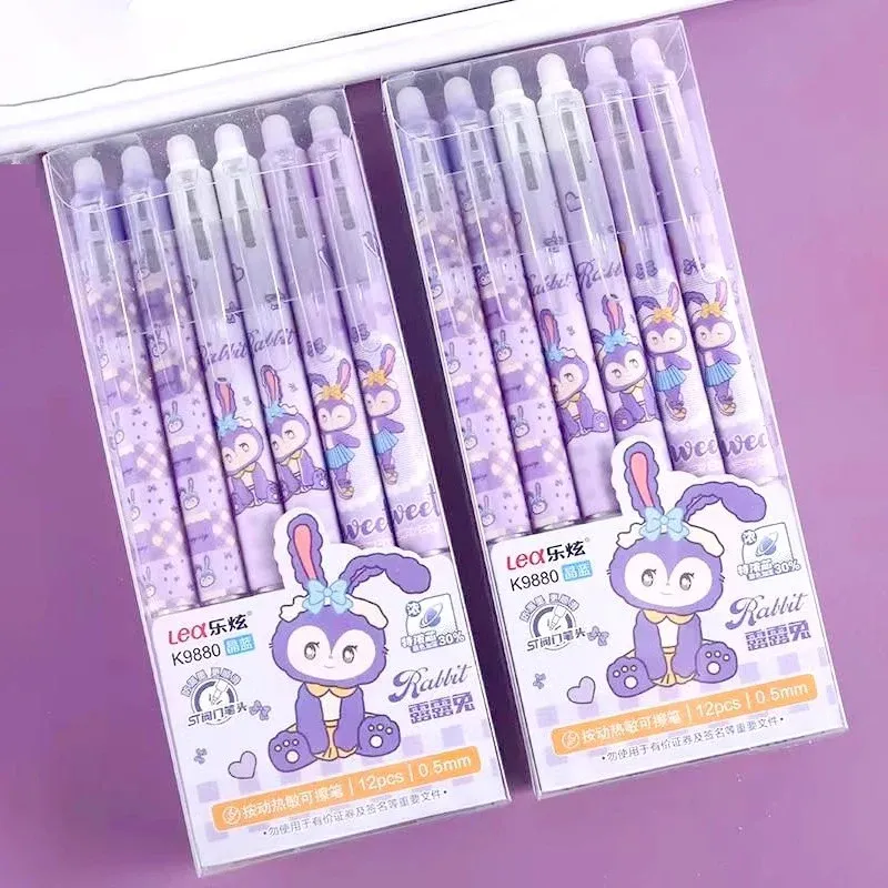 Kawaii Rabbit Erasable Gel Pens Set, 0.5mm, Black and Blue Ink, with ...