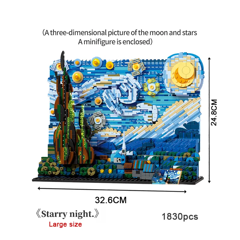 Starry Night Tapestry Inspired 3D Building Blocks Microbrick Model ...