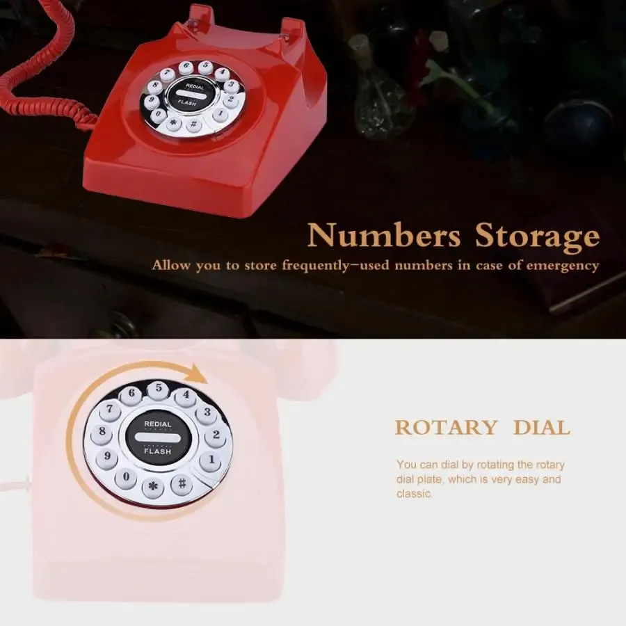 Retro Rotary Dial Telephone with Noise Cancellation for Home and Office ...
