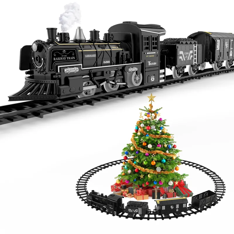 Small Electric Train Model Realistic Railway Toy Locomotive Car Set ...