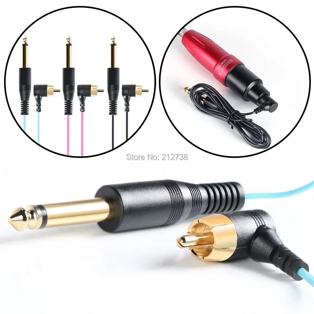 Tattoo Clip Cord RCA Cable Line Connector, Right Angle Silicone Soft ...