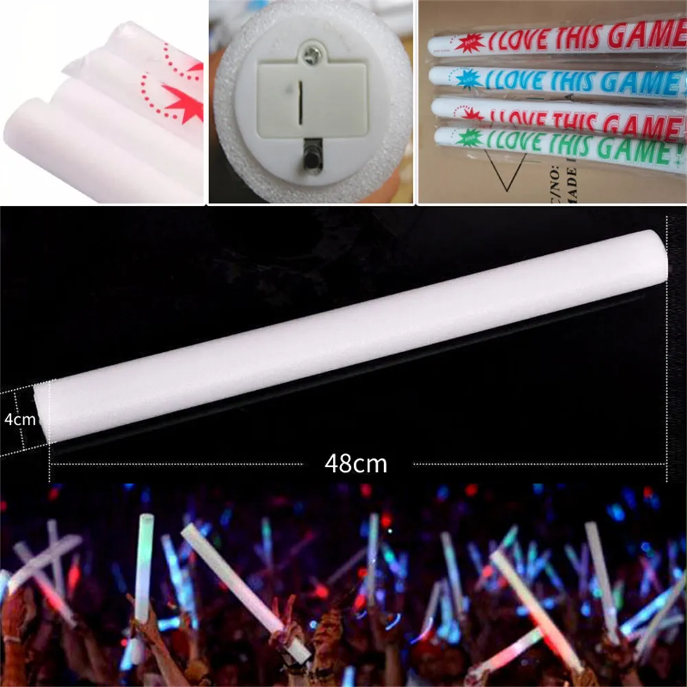 LED Foam Bar Glow In The Dark Soft Batons Rave Led Foam Wands For ...